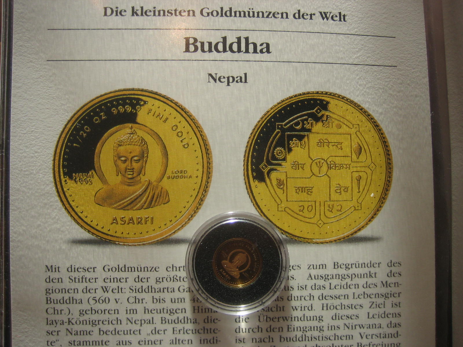 Nepal Asarfi 1995 Buddha 1/20 Unze Gold. Die kleinsten Goldmünzen der ...