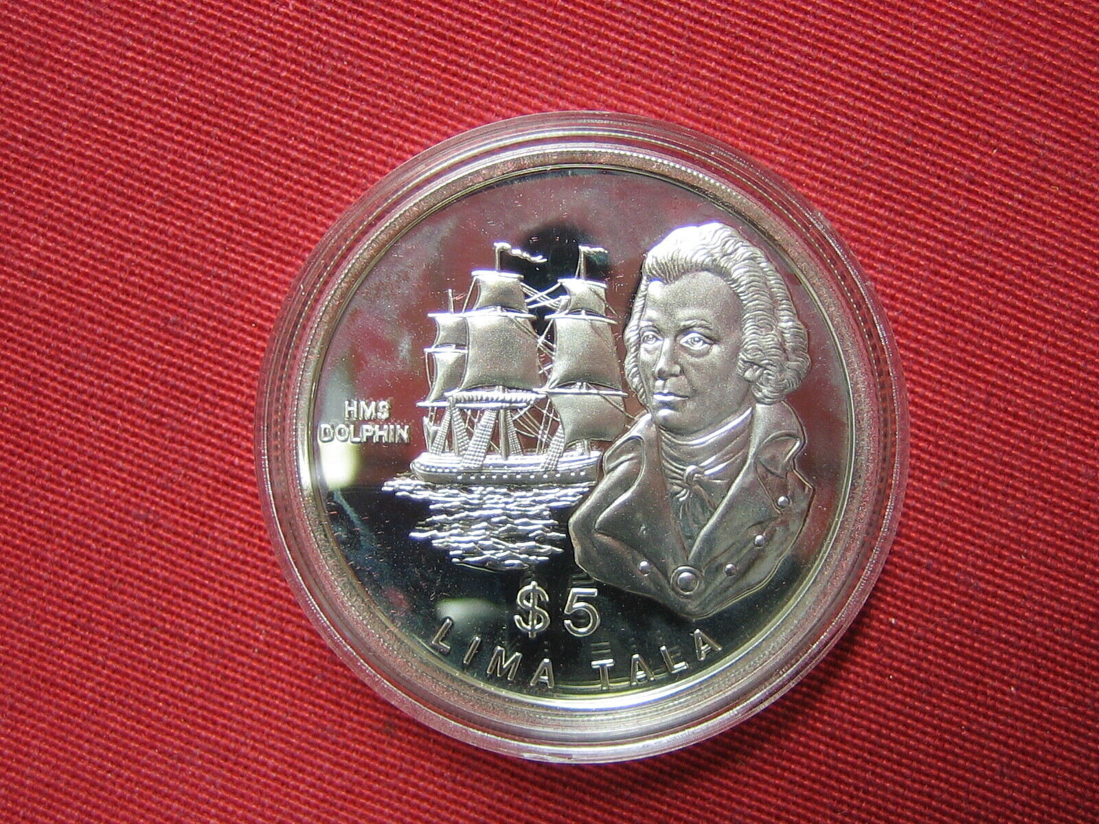 Tokelau 5 Lima Tala 1989 H.M.S Dolphin Silber Proof Seefahrt | MA-Shops