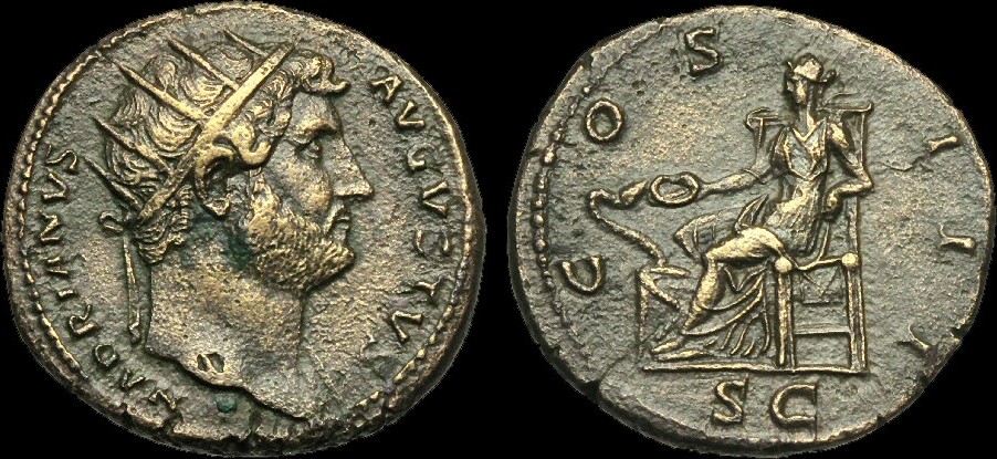 ROMAN IMPERIAL OR-UFDT - HADRIAN - Ori. Dupondius, ca.127AD. TIBER TONE ...