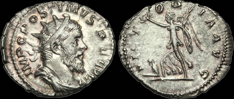 ROMAN IMPERIAL AN-PFTU - POSTUMUS - Billon Antoninianus, VICTORY, 260 ...