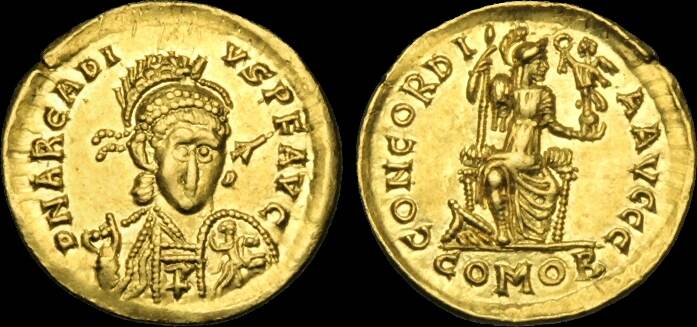 ROMAN IMPERIAL LT-BFQK - ARCADIUS, Gold Solidus, RARE with the ...