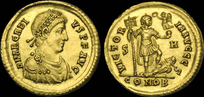 ROMAN IMPERIAL 12022-8 - ARCADIUS - Gold Solidus of Sirmium ...