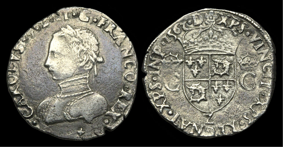 EH-PJBD - FRANCE - CHARLES 9 (IX) - AR teston du Dauphine, 7,343 coins ...