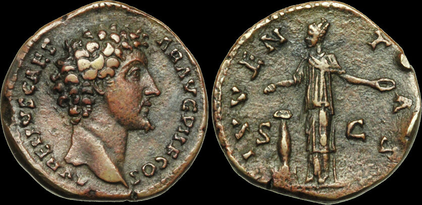 ROMAN IMPERIAL OR-PJWD - MARCUS AURELIUS, as Caesar - AE As, Good bust ...