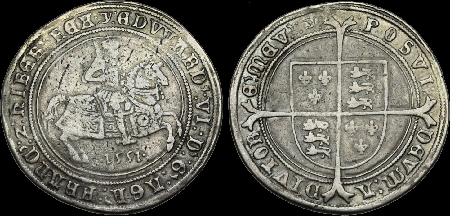 ENGLISH HAMMERED EDWARD VI - 3rd Fine issue, AR Crown, lovely silver ...