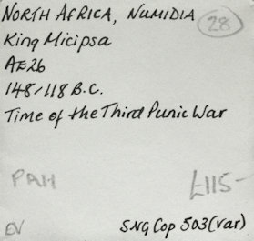 GREEK - NORTH AFRICA Numidia 28 - NUMIDIA, Kings of Micipsa, AE 26 ...