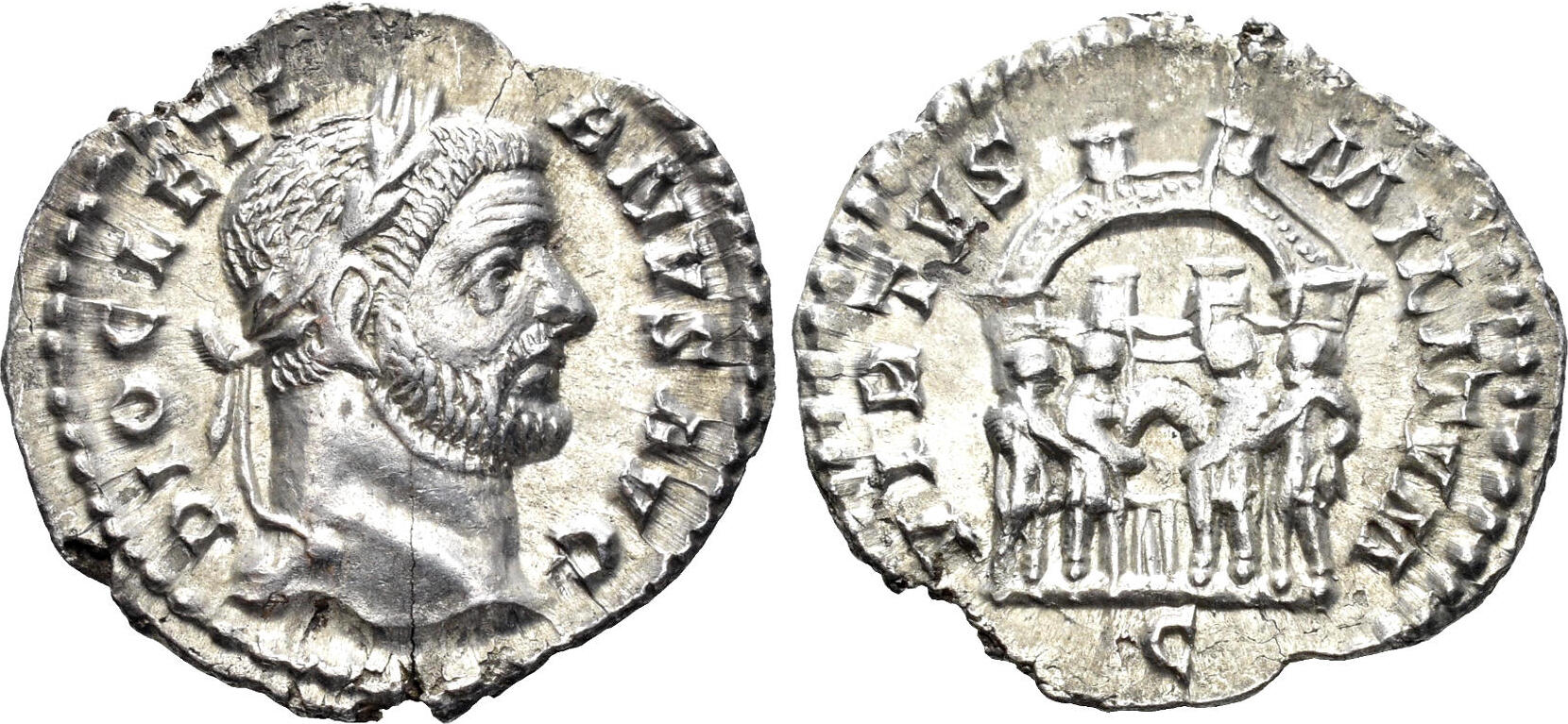 ROMAN AR Argenteus Diocletian. 284-305 AD. (2.48g, 20mm). Treveri mint ...