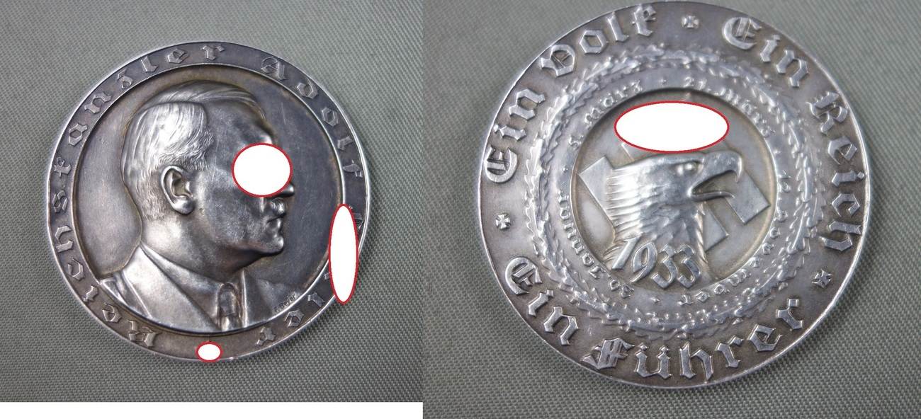 3.Reich 1933 Silbermedaille 1938 Reichskanzler A.H. - Ein Volk Ein ...