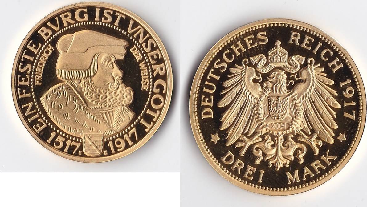 Deutsches Reich, Sachsen 3 Mark 1917 Friedrich der Weise -Nachprägung ...