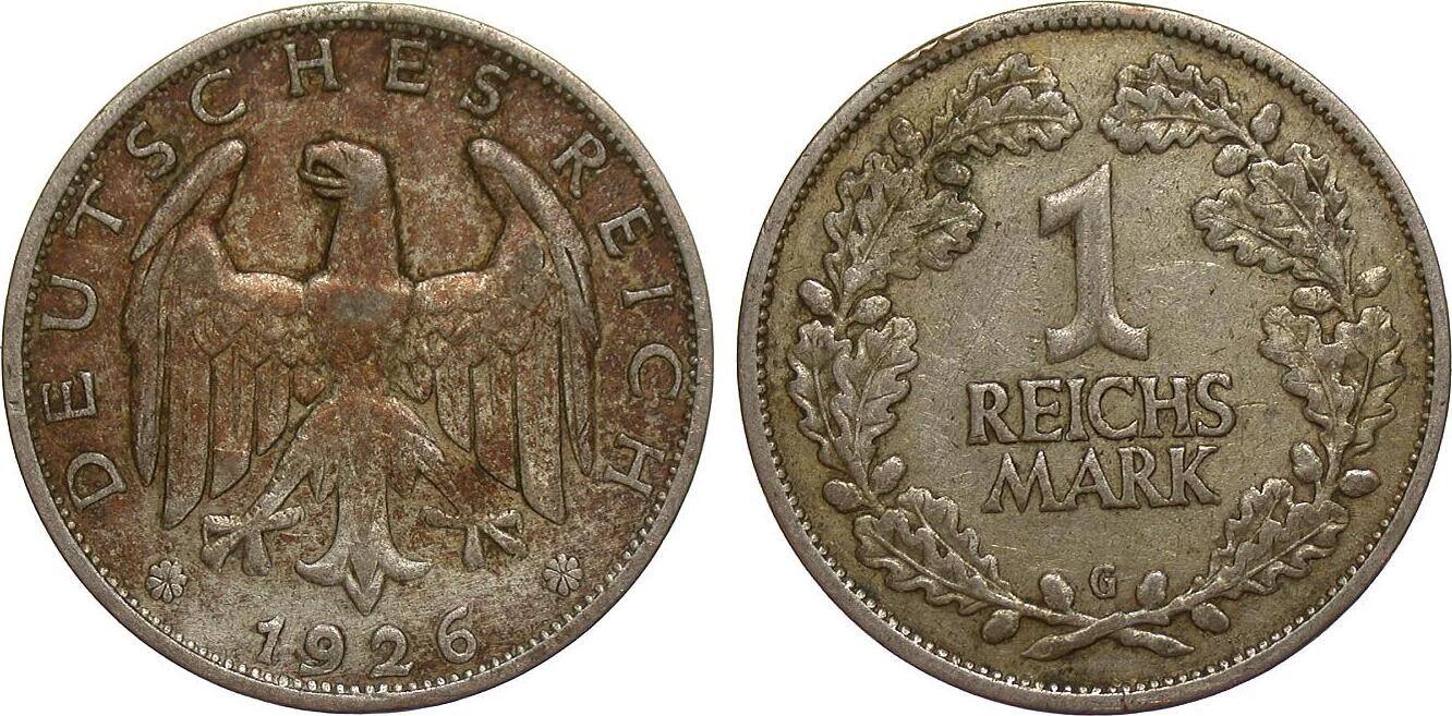 Weimarer Republik 1 Mark 1926 G VF | MA-Shops