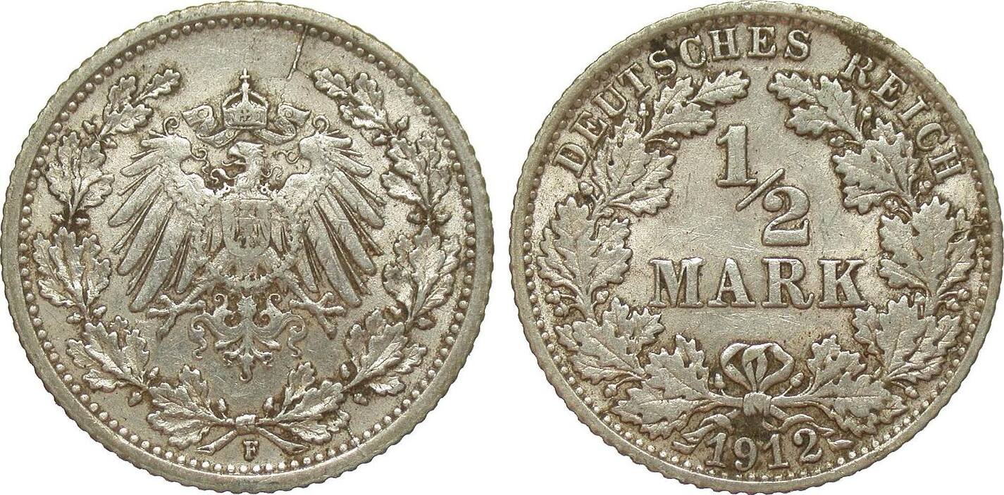 Kaiserreich 1/2 Mark 1912 F VF+ | MA-Shops