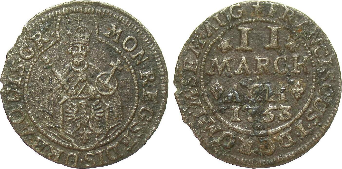 Altdeutschland bis 1871 2 Mark / Marck Aachen 1753 korr., Fundbelag ...