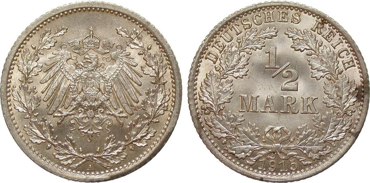 Kaiserreich 1/2 Mark 1915 A etw. fleckig, CH UNC | MA-Shops