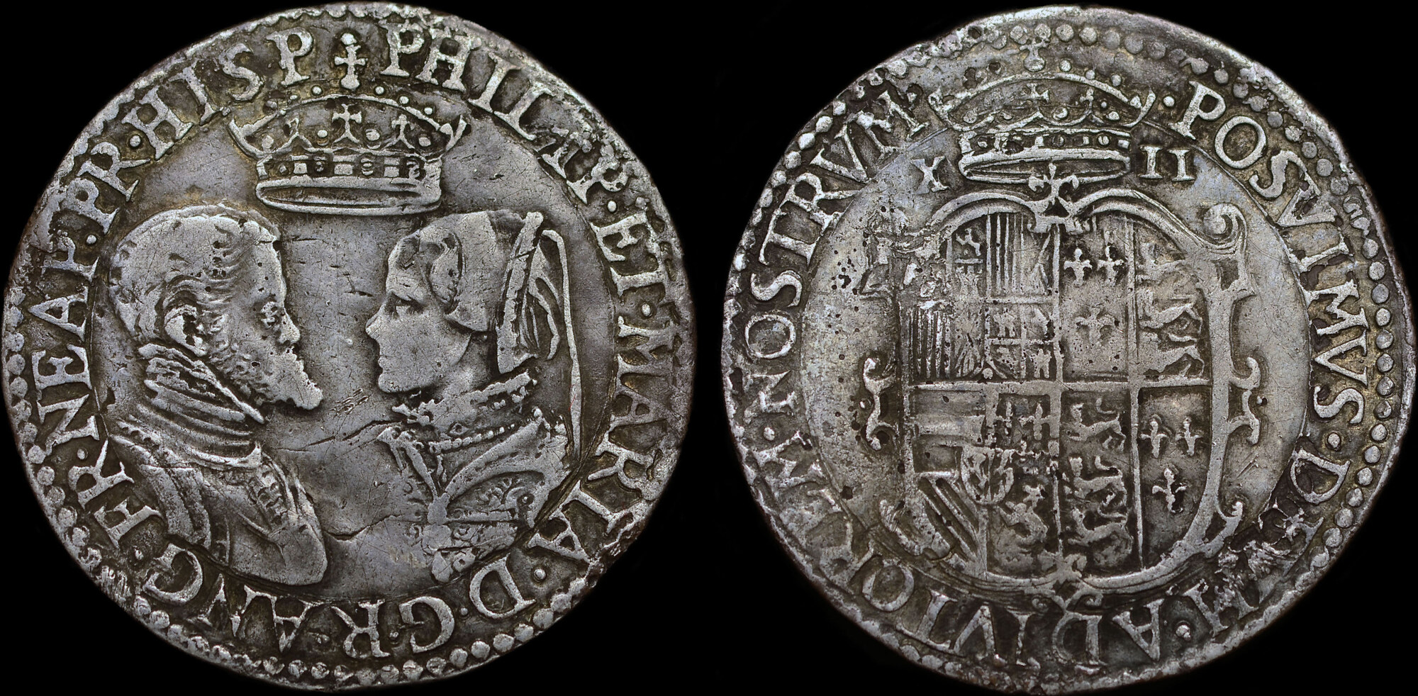GREAT BRITAIN 1554-58 PHILIP AND MARY, UNDATED SILVER SHILLING | MA-Shops