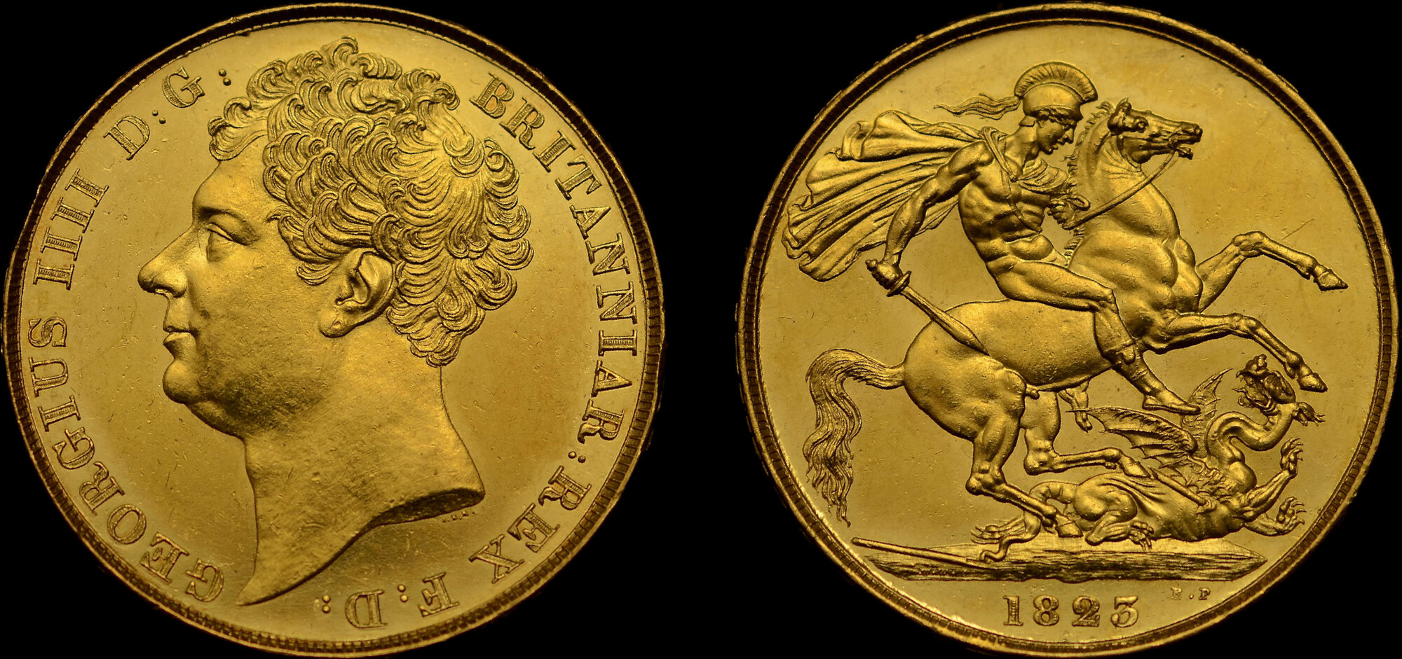 GREAT BRITAIN GEORGE IV, 1823 GOLD TWO POUNDS, FIRST CURRENCY ISSUE £2 ...