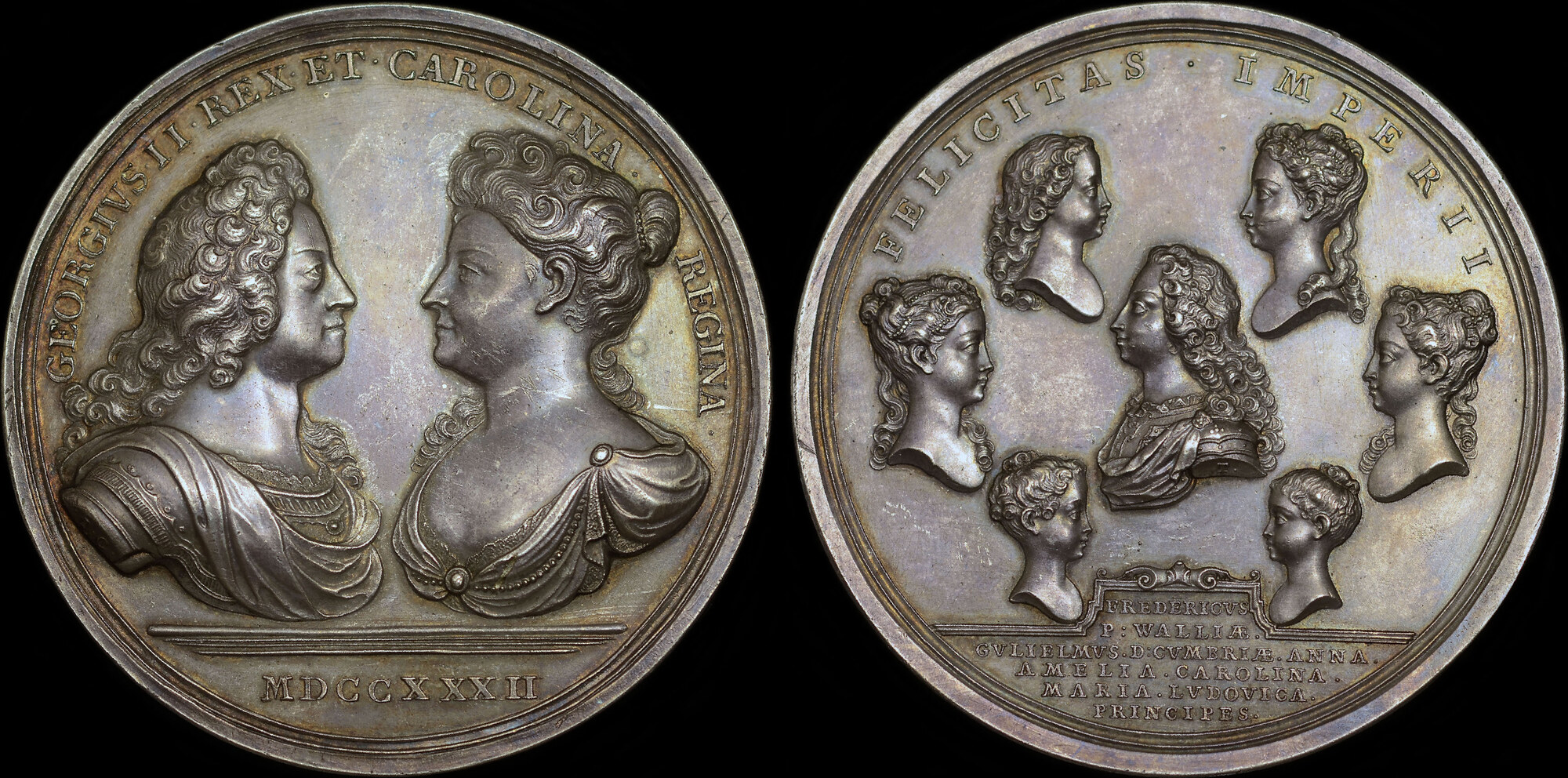 GREAT BRITAIN GEORGE II AND THE ROYAL FAMILY, 1732 SILVER LARGE SIZE ...