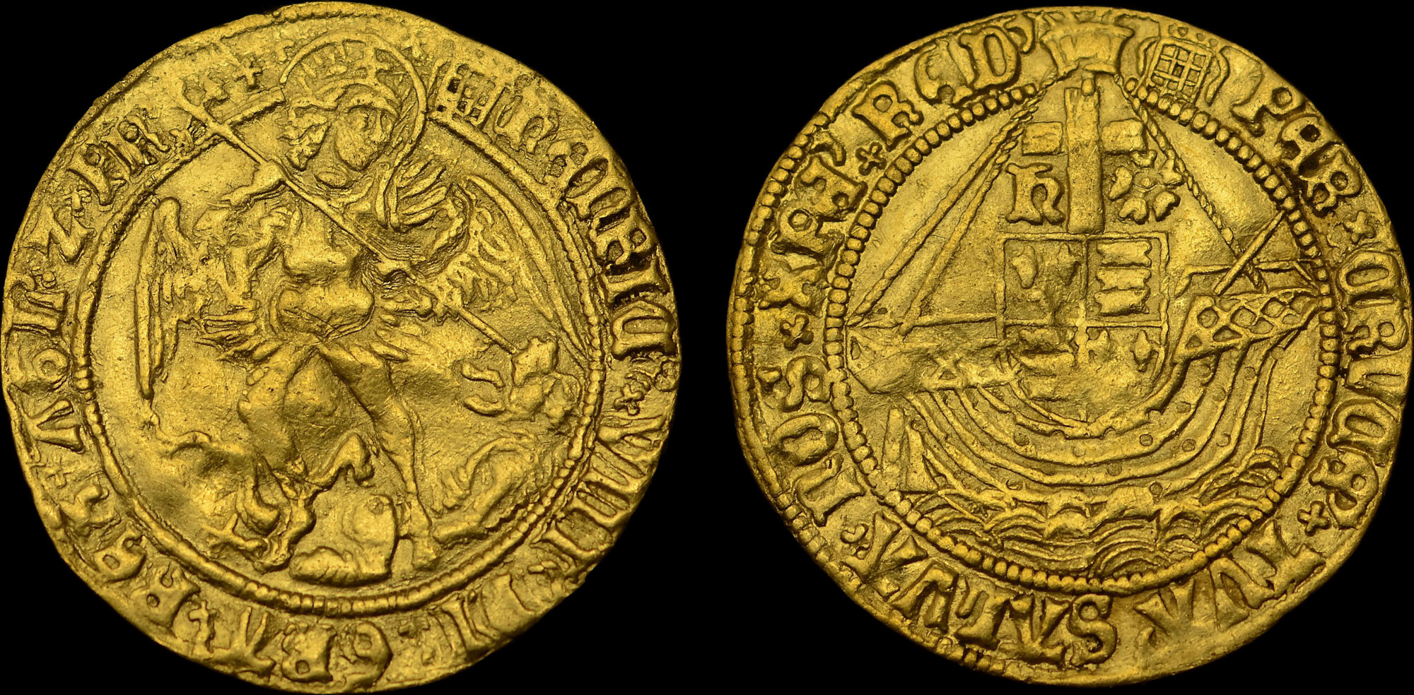 GREAT BRITAIN 1509-47 HENRY VIII, GOLD ANGEL, FIRST COINAGE, MINTMARK ...