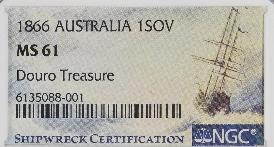 AUSTRALIA, VICTORIA 1866 SOVEREIGN, SYDNEY MINT, EX. DOURO WRECK MS 61 ...