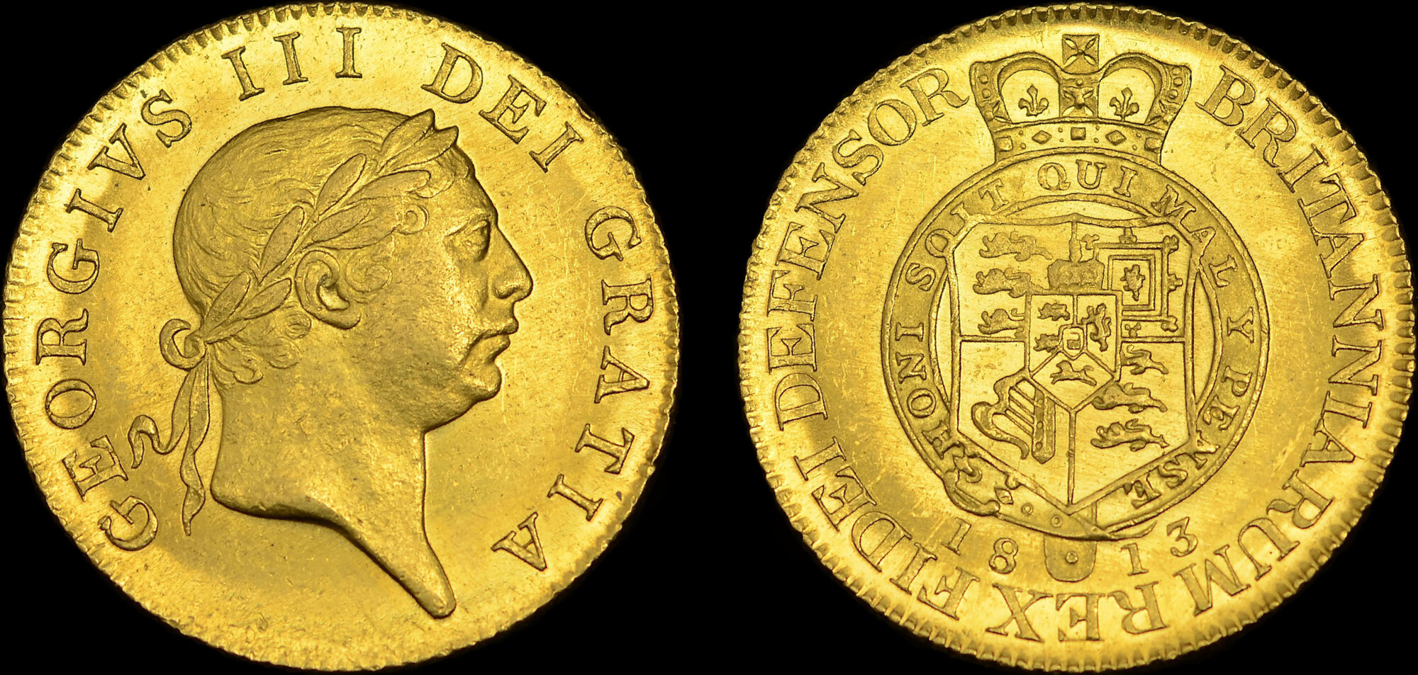 GREAT BRITAIN GEORGE III, 1813 GOLD “MILITARY” GUINEA, MS 63+, FINAL ...