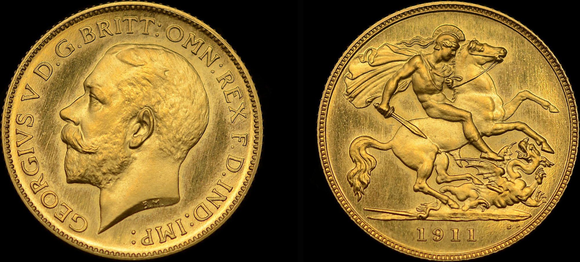 GREAT BRITAIN GEORGE V, 1911 GOLD PROOF HALF-SOVEREIGN, PF 64 | MA-Shops