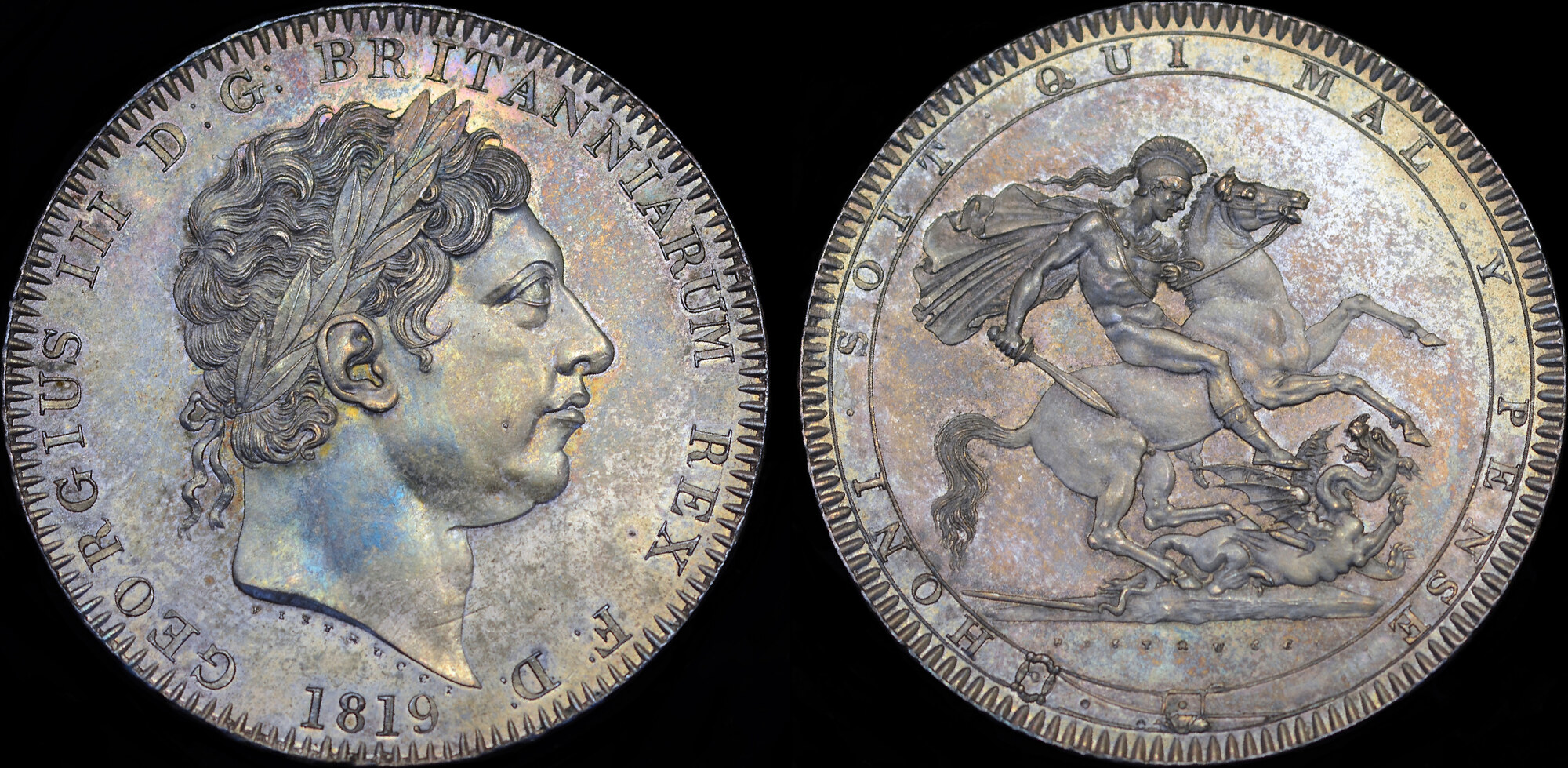 GREAT BRITAIN GEORGE III, 1819 SILVER CROWN, LIX EDGE, MS 64 | MA-Shops