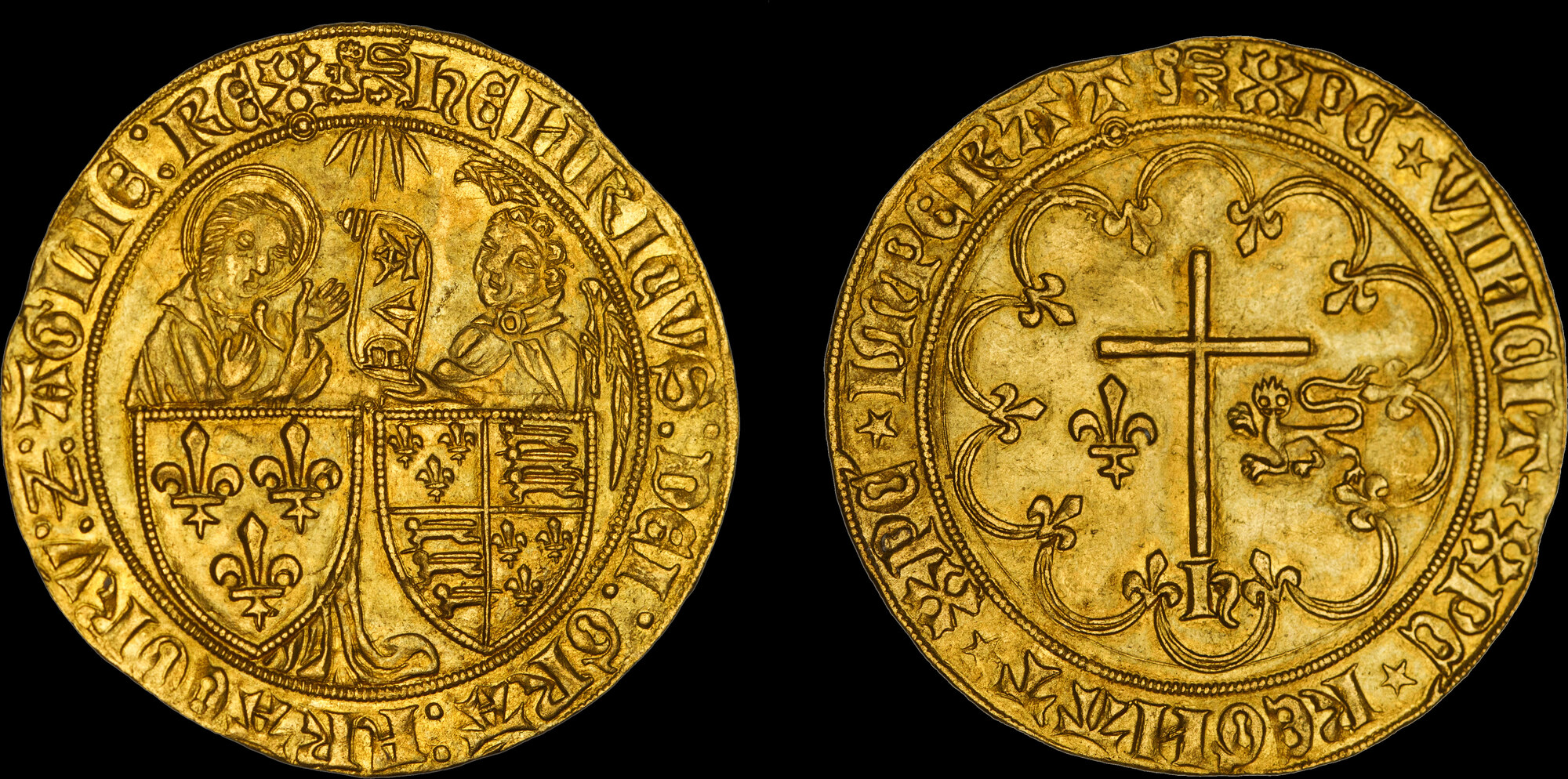 GREAT BRITAIN 1423 ANGLO-GALLIC, HENRY VI GOLD SALUT D’OR, ROUEN MINT ...