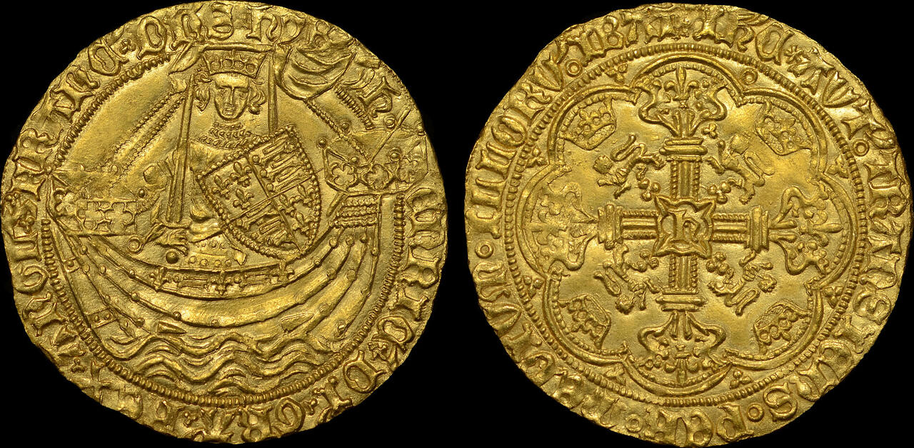 GREAT BRITAIN 1422-30 HENRY VI GOLD NOBLE ANNULET ISSUE, MS64 (TIED ...