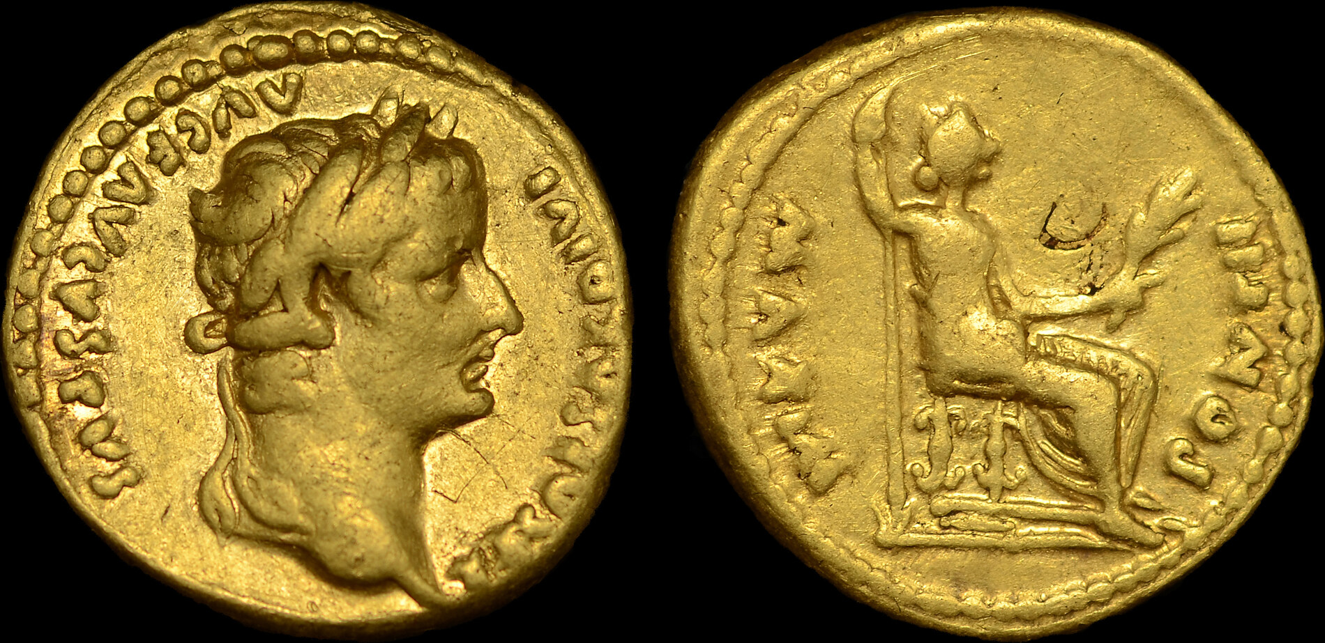 ANCIENT ROME AD 16 TIBERIUS, GOLD AUREUS, MINT OF LUGDUNUM | MA-Shops