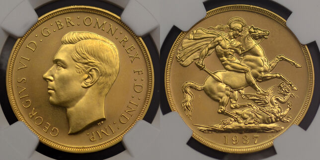 GREAT BRITAIN GEORGE VI, 1937 PROOF GOLD TWO POUNDS PF 63 | MA-Shops