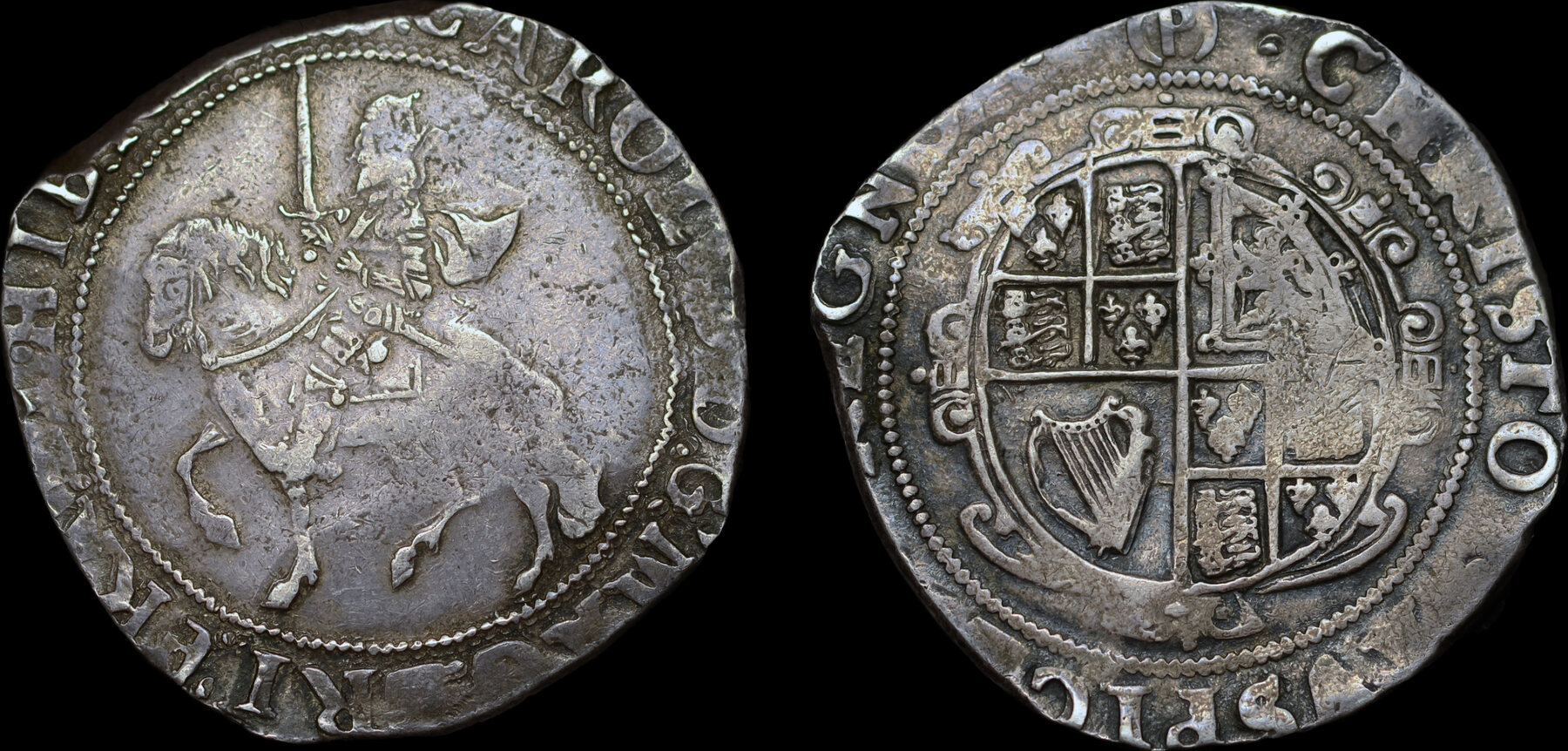 GREAT BRITAIN 1642-49 CHARLES I SILVER HALFCROWN, GROUP III UNDER ...