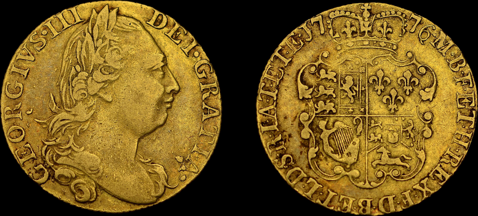 GREAT BRITAIN GEORGE III 1776 GOLD GUINEA, YEAR OF THE AMERICAN ...