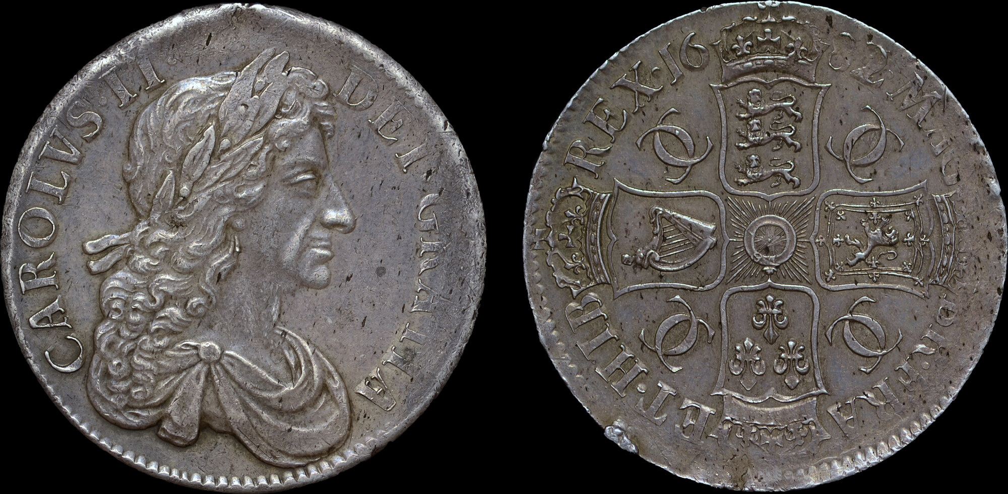 GREAT BRITAIN CHARLES II SILVER CROWN, 1682 OVER 1 | MA-Shops