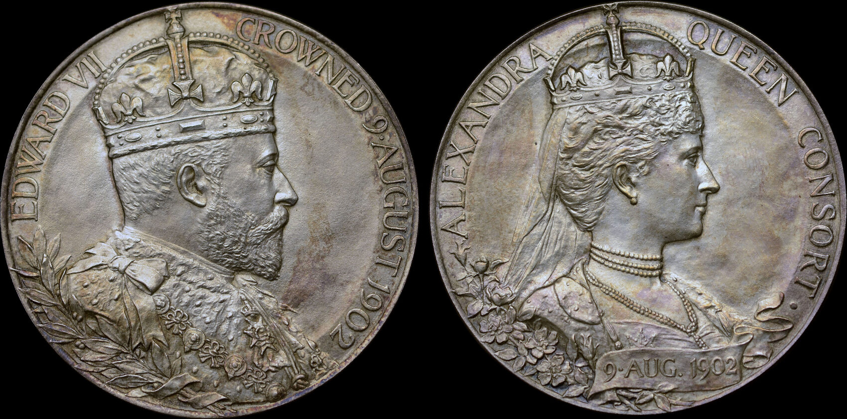 GREAT BRITAIN CORONATION OF EDWARD VII, 1902, SILVER LARGE SIZE MEDAL ...