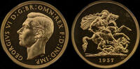 GREAT BRITAIN GEORGE VI, 1937 PROOF GOLD TWO POUNDS PF 63 | MA-Shops
