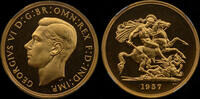 GREAT BRITAIN GEORGE VI, 1937 PROOF GOLD TWO POUNDS PF 63 | MA-Shops