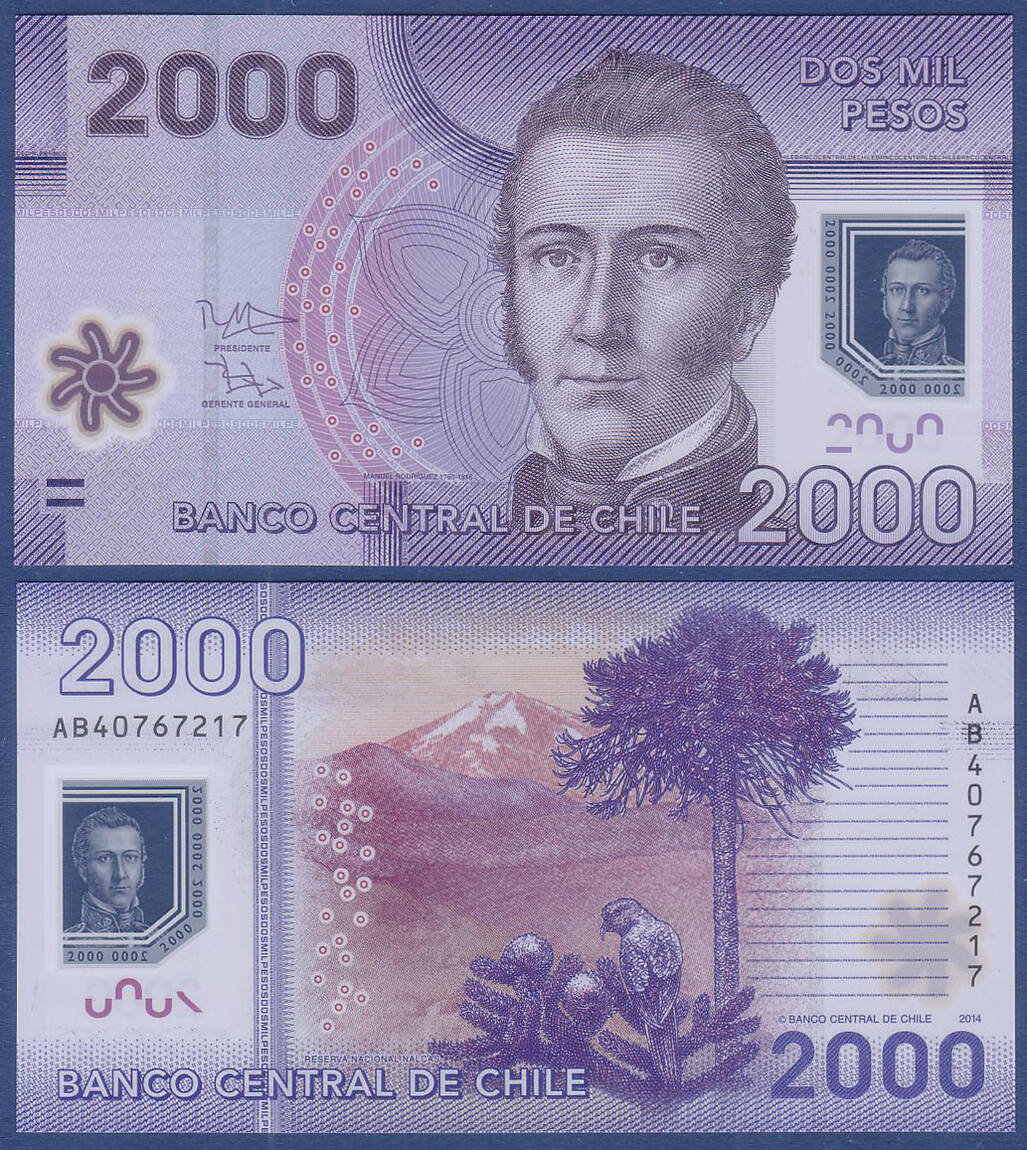 CHILE P.162d 2000 Pesos 2014 UNC | MA-Shops