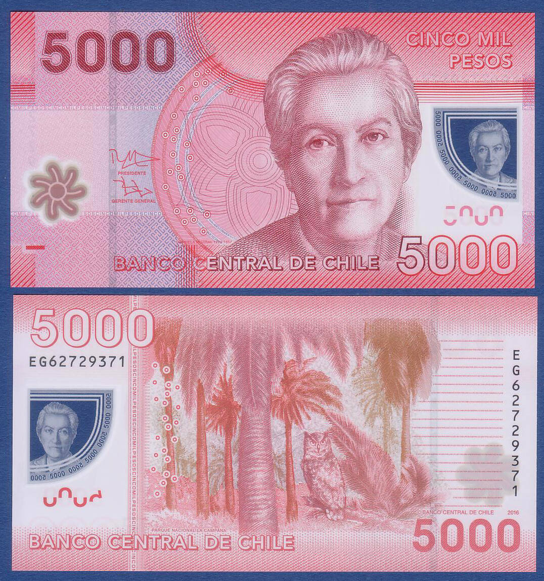 CHILE P.163g 5000 Pesos 2016 UNC | MA-Shops