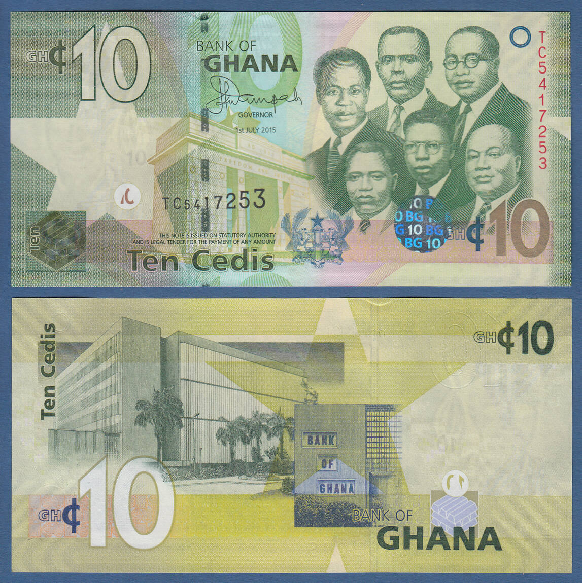 GHANA P.39f 10 Cedis 2015 UNC | MA-Shops