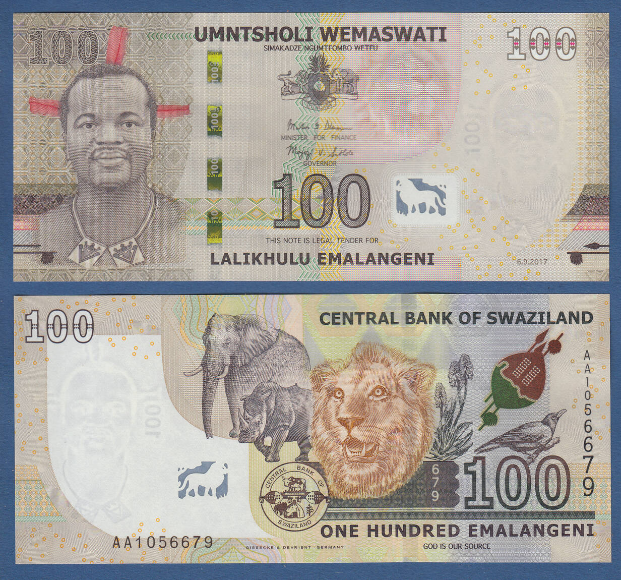 SWAZILAND P.42 100 Emalangeni 2017 UNC | MA-Shops