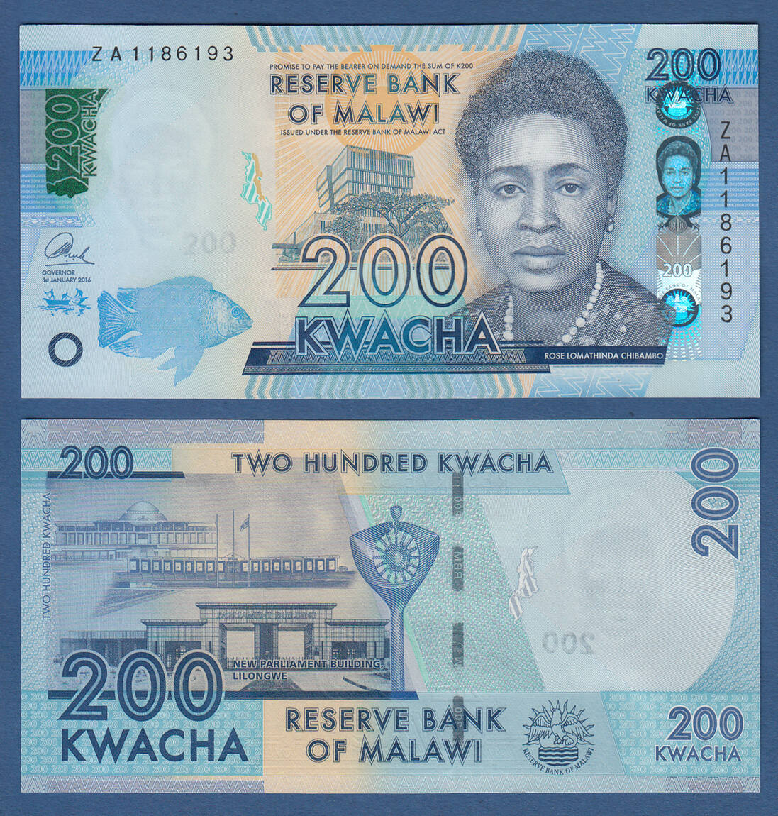 MALAWI P.65Aar 200 Kwacha 2016 Replacement ZA UNC | MA-Shops