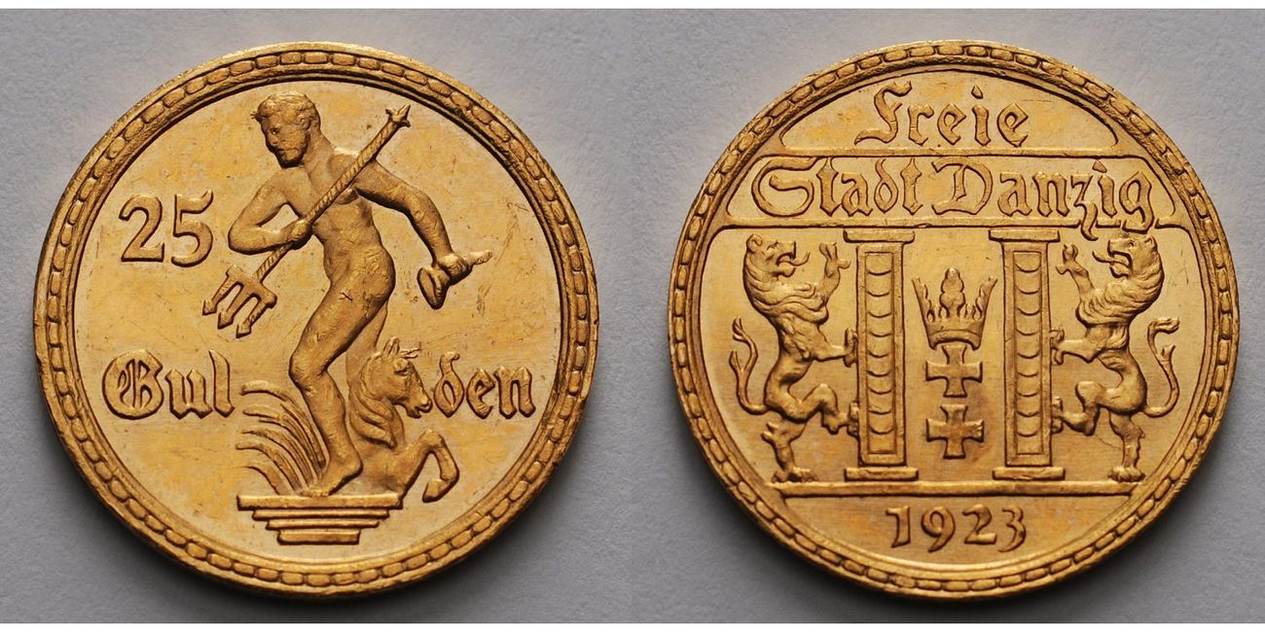 25 Gulden 1923 Danzig Freie Stadt 1920 - 1939, GEPRÜFT - sehr selten ...