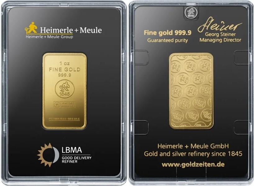 31 1 Gramm Fein 1 Unze Fein gepr gt Goldbarren Heimerle Meule 31 1 Gramm Fein 1 Unze Fein gepr gt Goldbarren Heimerle Meule