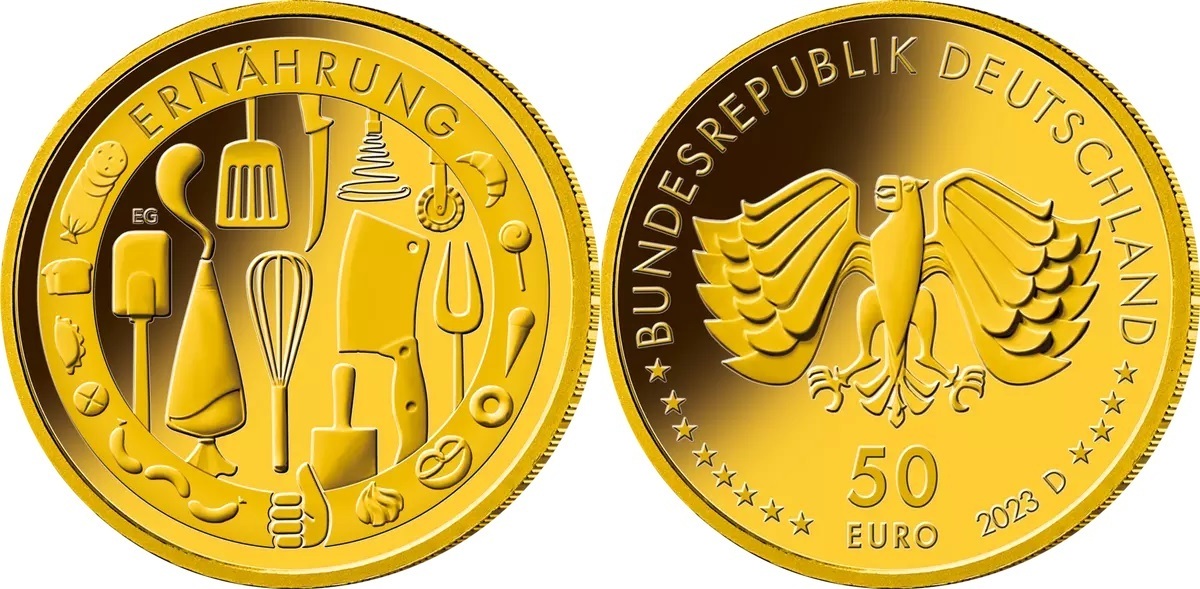 Deutschland 50 Euro 7,78g fein 22,00 mm Ø 2023 D Dt. Handwerk ...