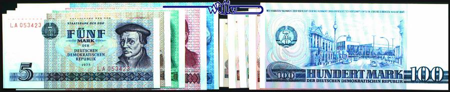 Deutsche Demokratische Republik 5,10,20, 50,100 D.Mark 1975-1971 ...