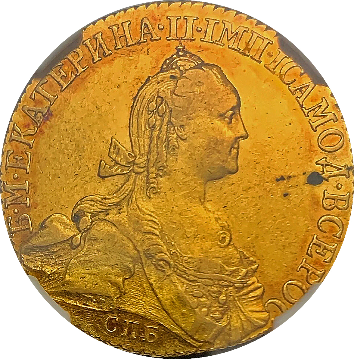 RUSSIA 1774 Catherine The Great RARE GOLD 10 roubles NGC AU-53 AU 53 ...
