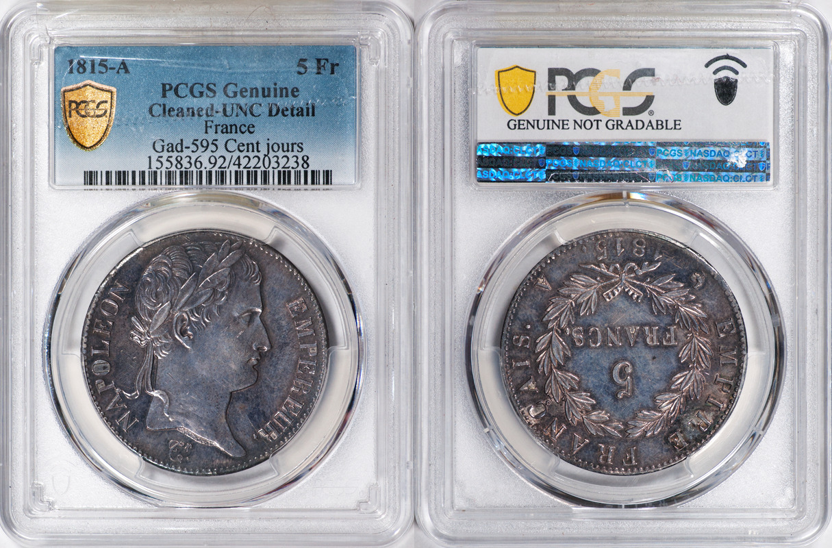 France 1815-A Napoleon I The Hundred Days Silver 5 Francs PCGS UNC | MA ...