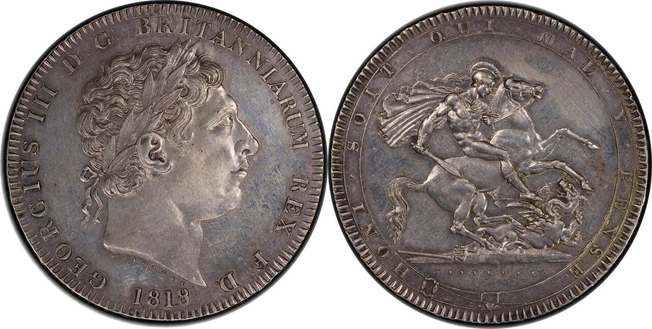Great Britain George III Crown 1818 LVIII UNC | MA-Shops