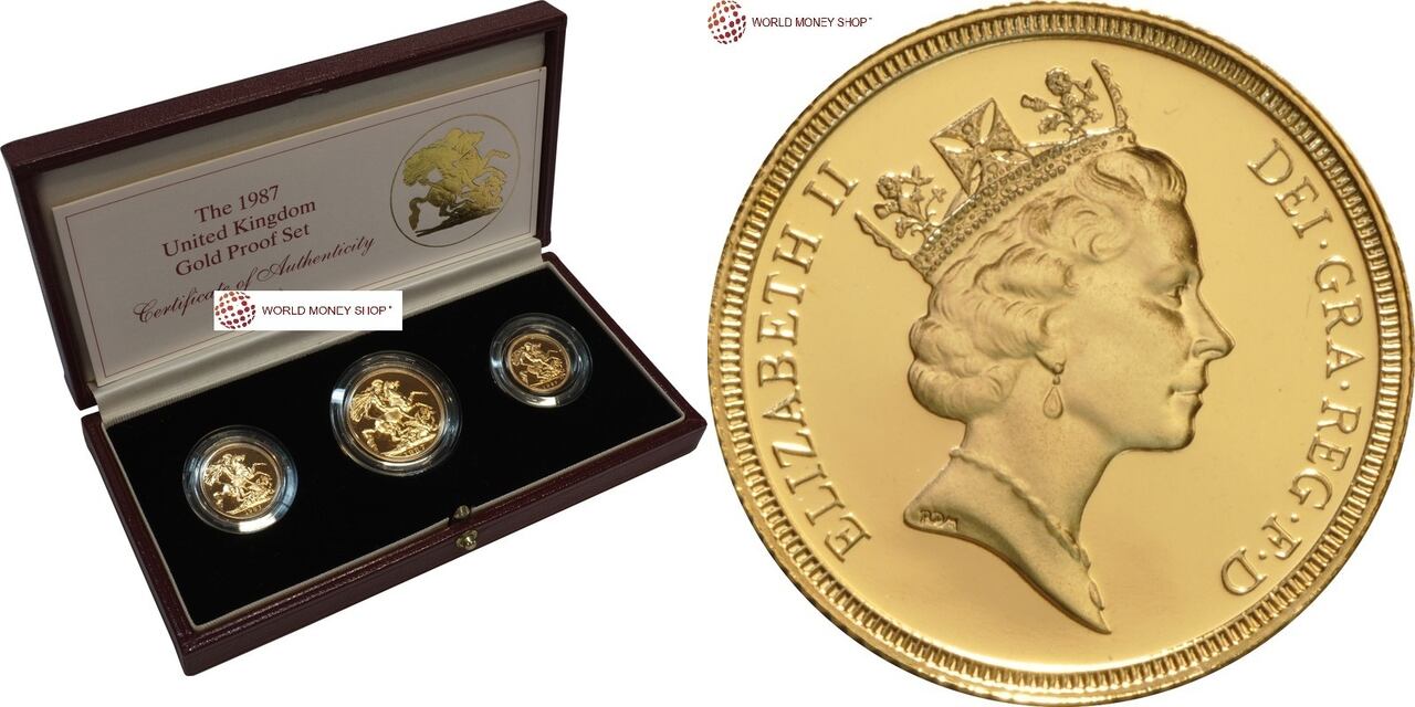 G.BRITAIN PROOF GOLD Set 1987 Queen Elizabeth II GOLD PROOF Set 12500 ...