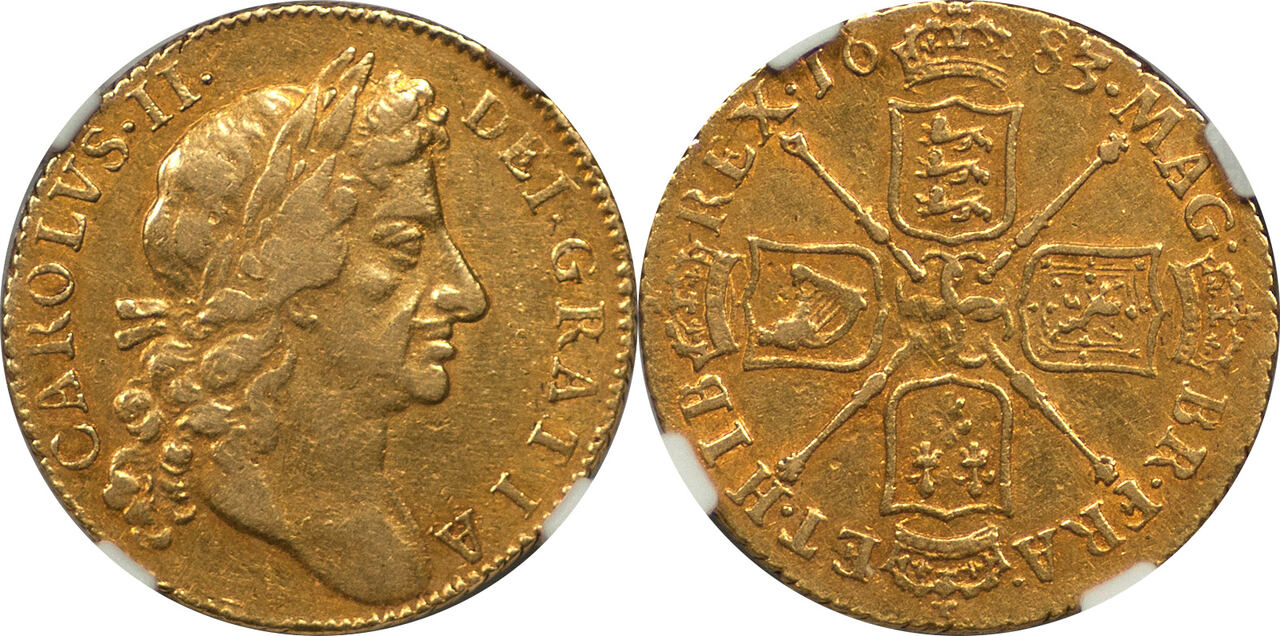 Great Britain 1683 Charles II Gold Guinea NGC XF-45 | MA-Shops