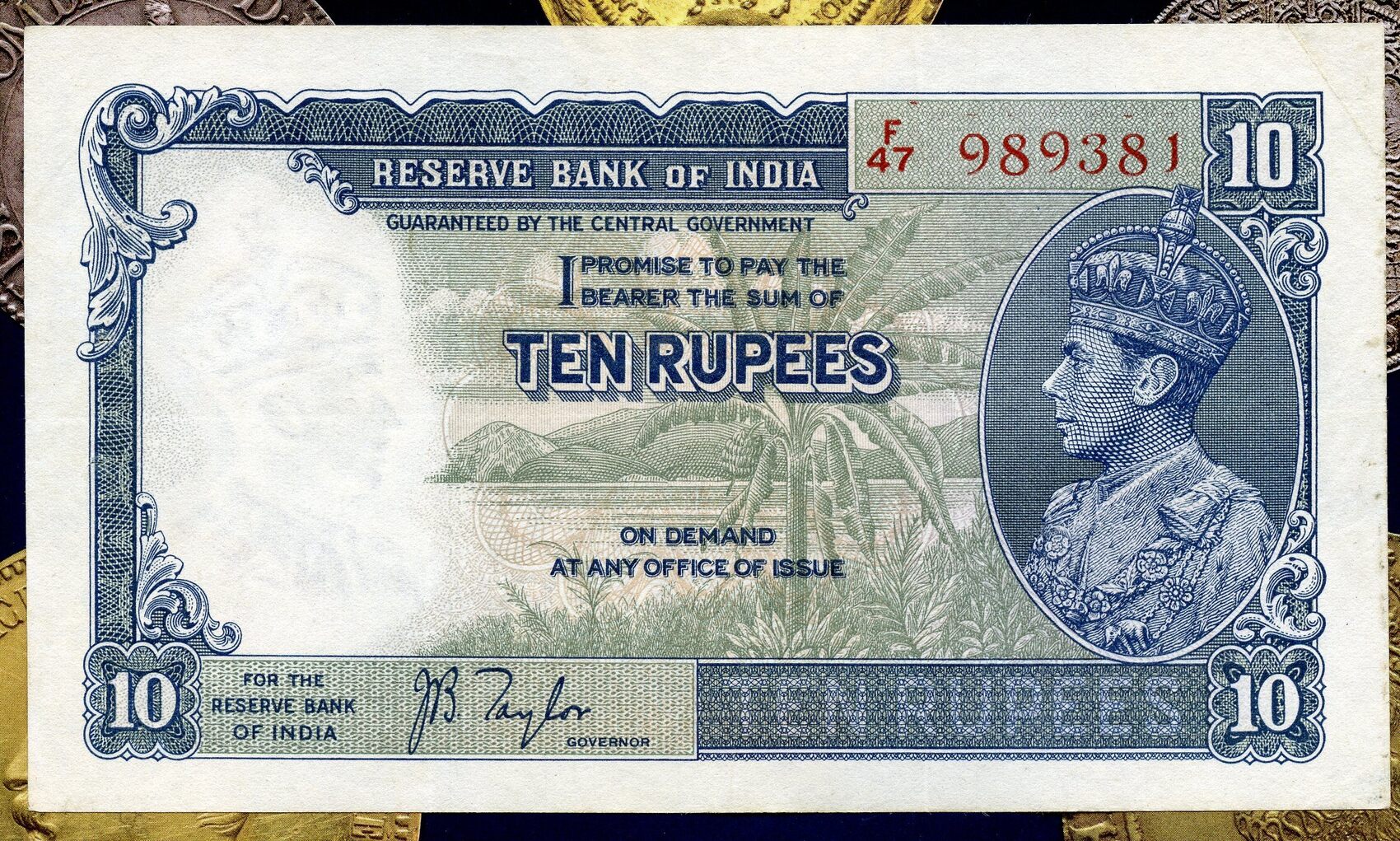 BRITISH INDIA George Vi 10 rupees 1937 XF+ | MA-Shops